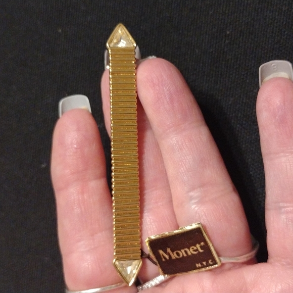Monet | Jewelry | Vintage Monet Double Arrow Rhinestone Gold Tone Bar ...